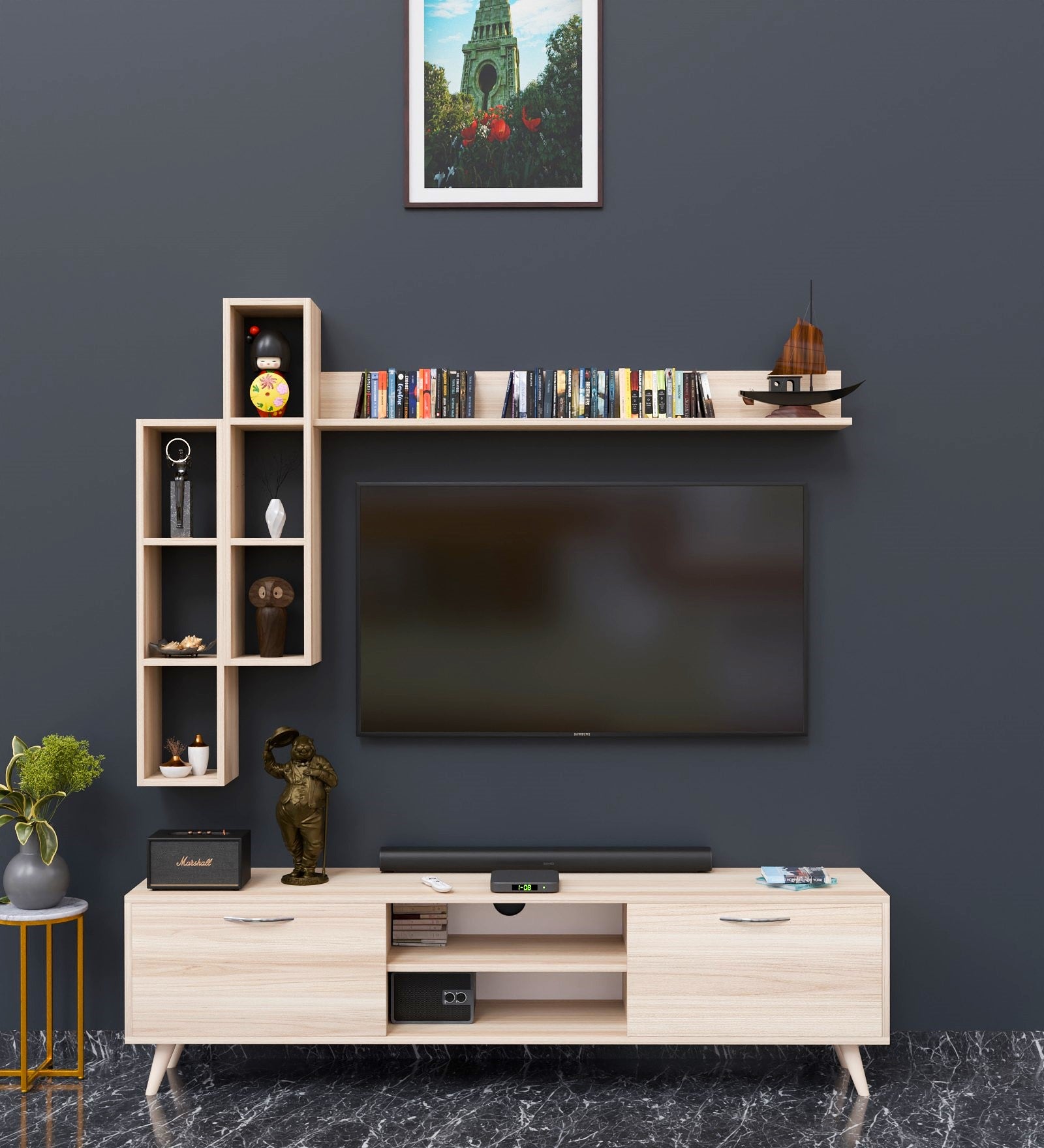SPYDERCRAFT Matte Finish M5 TV Entertainment Unit with Shelves| Color ...